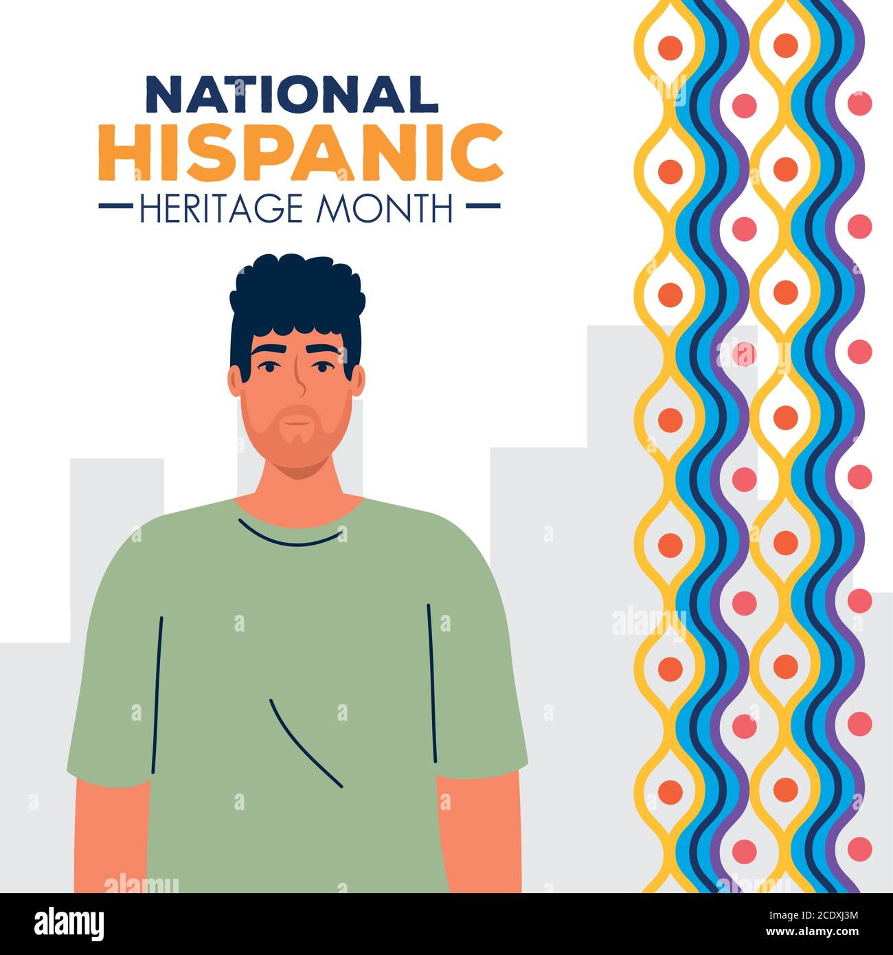 latin man cartoon of national hispanic heritage month vector design ...
