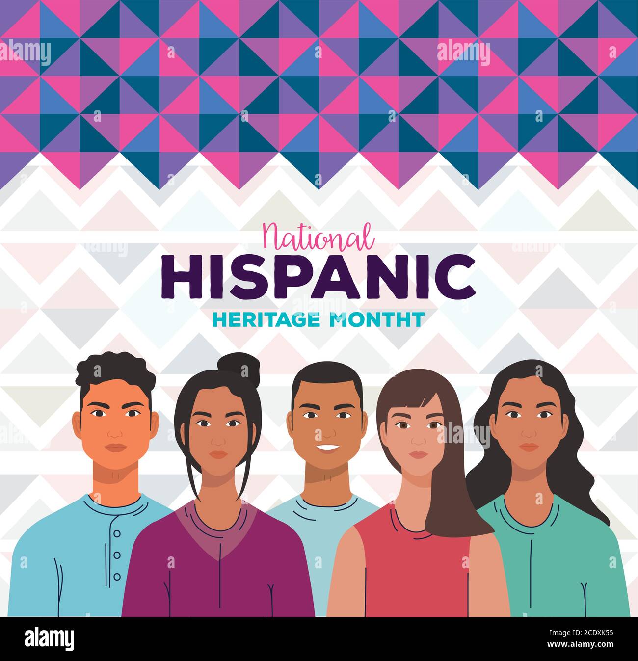 latin women and men cartoons of national hispanic heritage month vector ...