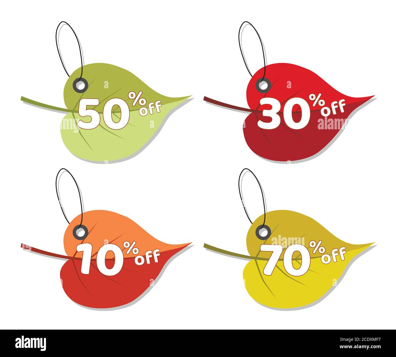 Set of autumn discount tags with colorful leaves. Vector Stock Vector ...