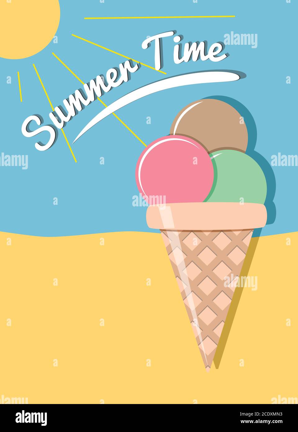 Summer time illustration with ice cream. Vector Stock Vector Image ...