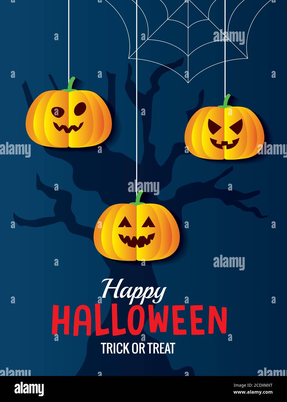 Halloween pumpkins cartoons hanging vector design Stock Vector Image ...