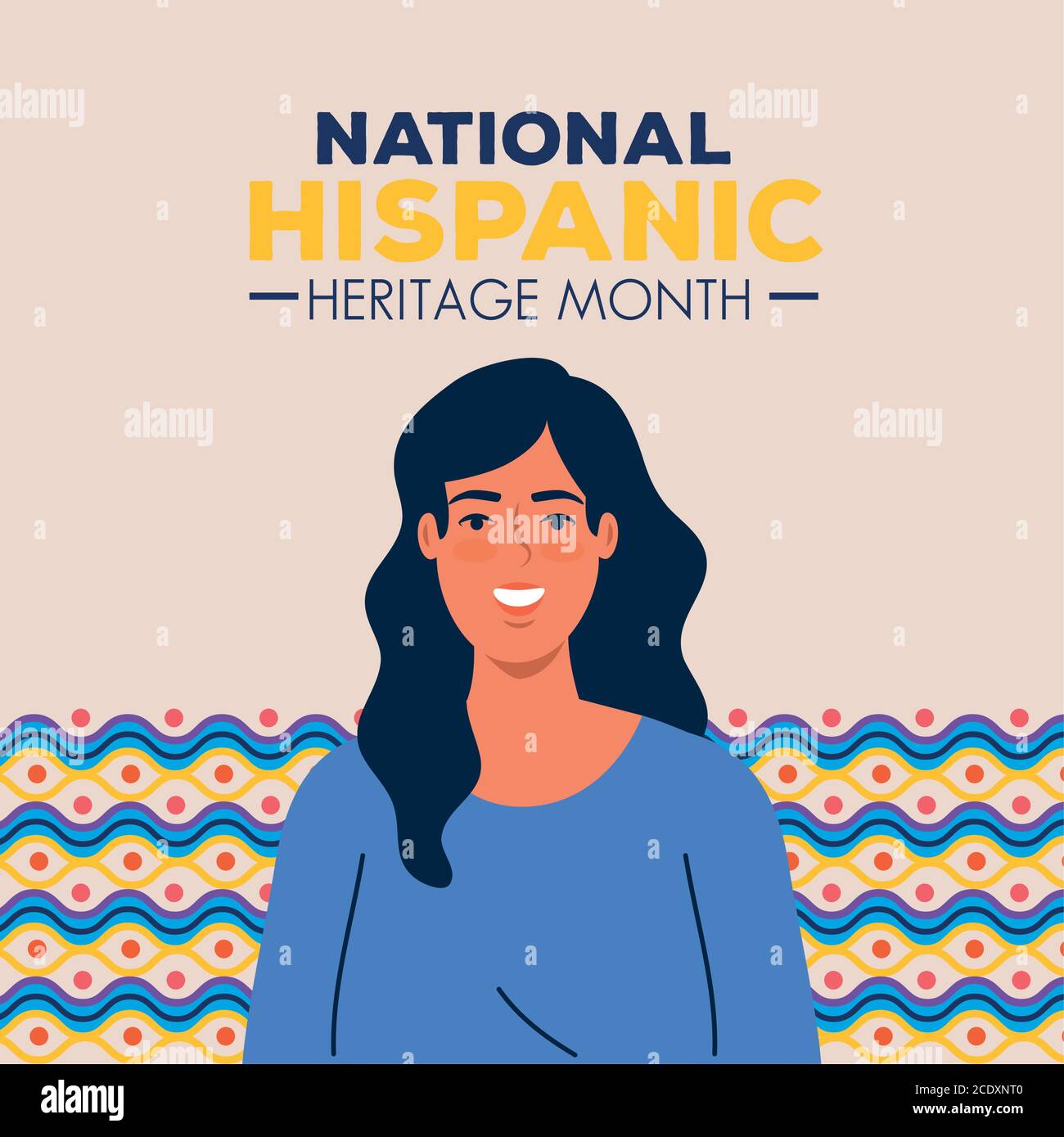 latin woman cartoon of national hispanic heritage month vector design ...