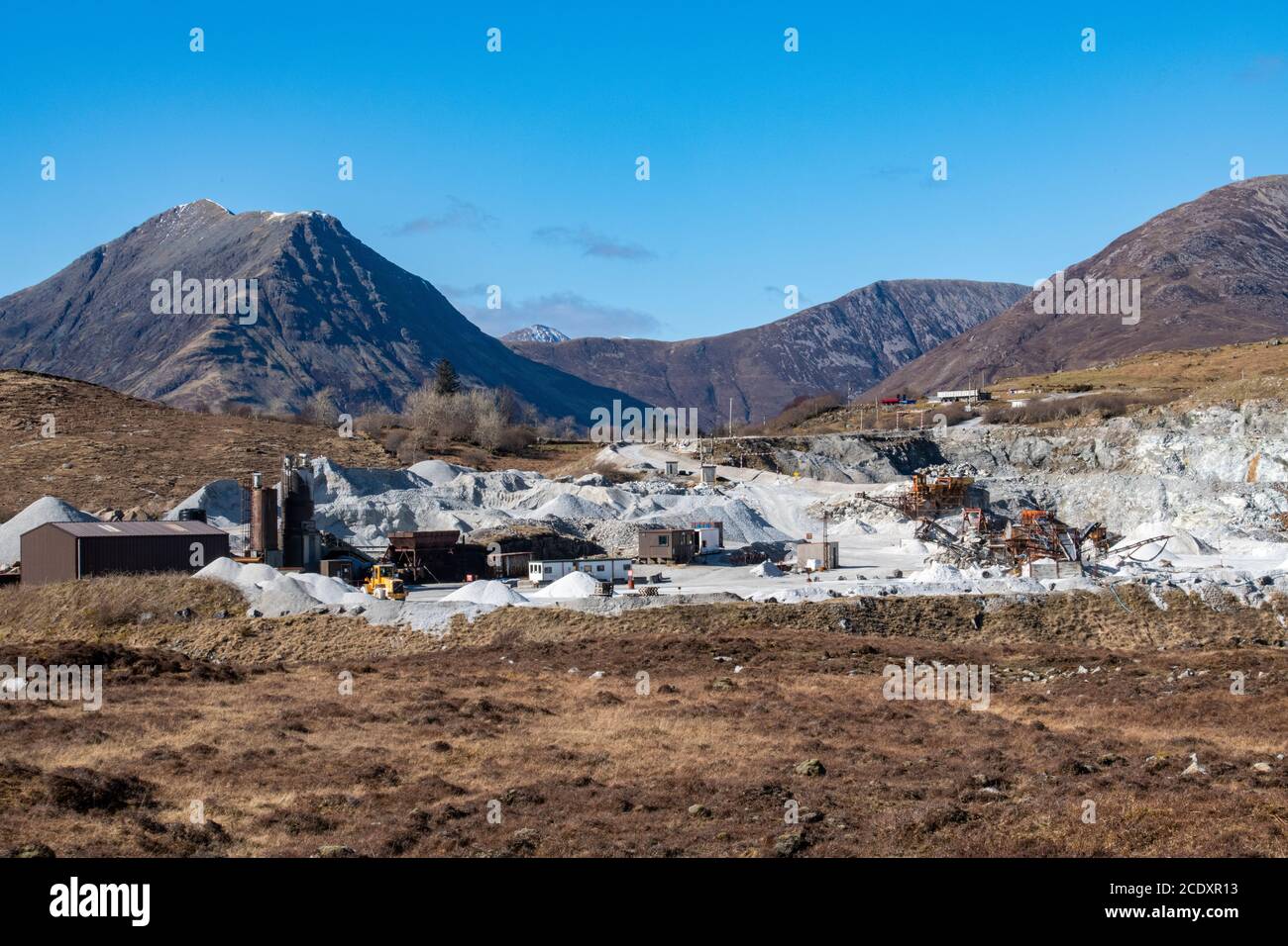 Marble mined and crushed at Torrin quarry for the production of pebble ...