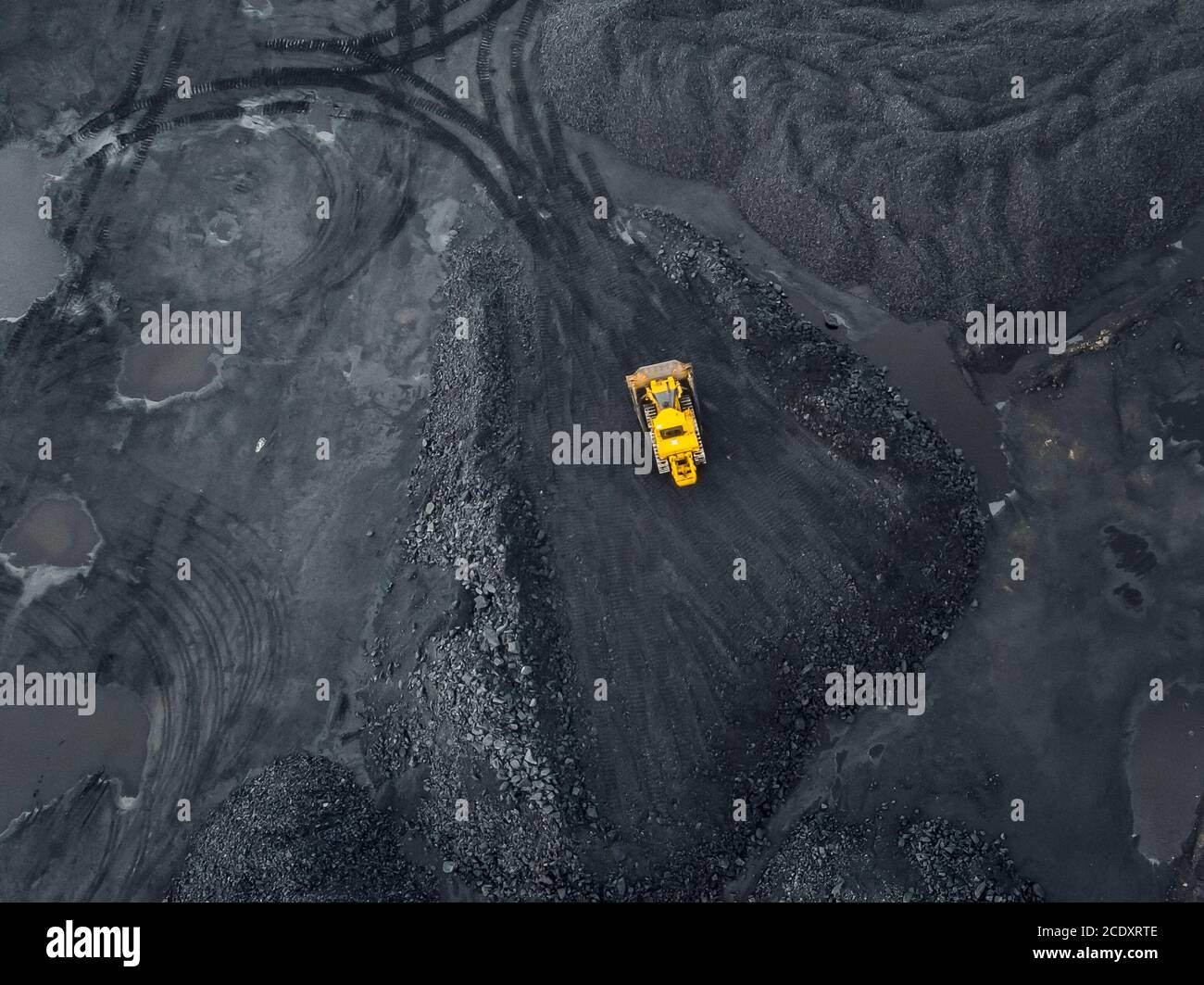 Open pit mine, extractive industry for coal, top view aerial Stock ...