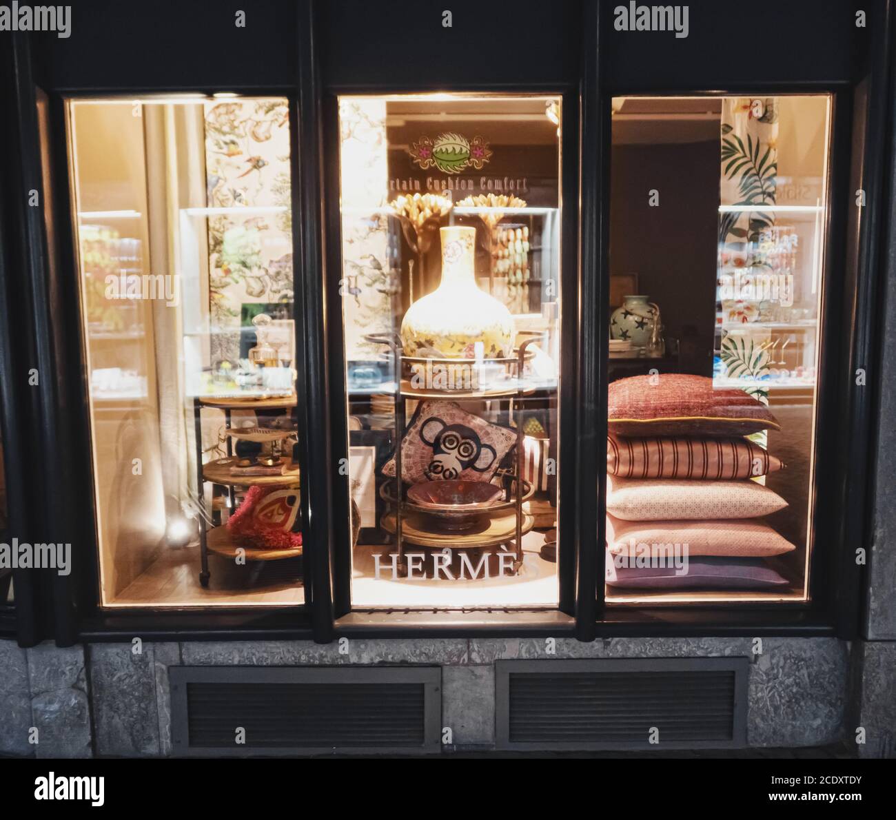 Shop window display of a luxury boutique store on Bahnhofstrasse street ...