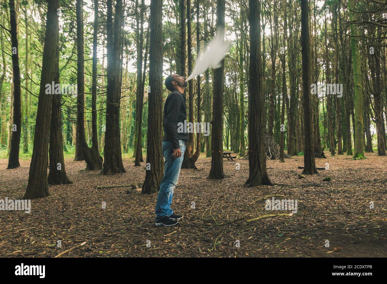 Man smoking cigarette in the forest hi-res stock photography and images ...