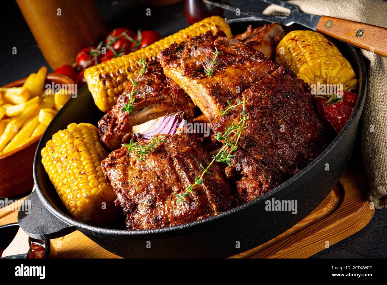 Rustic spare ribs from the oven Stock Photo - Alamy