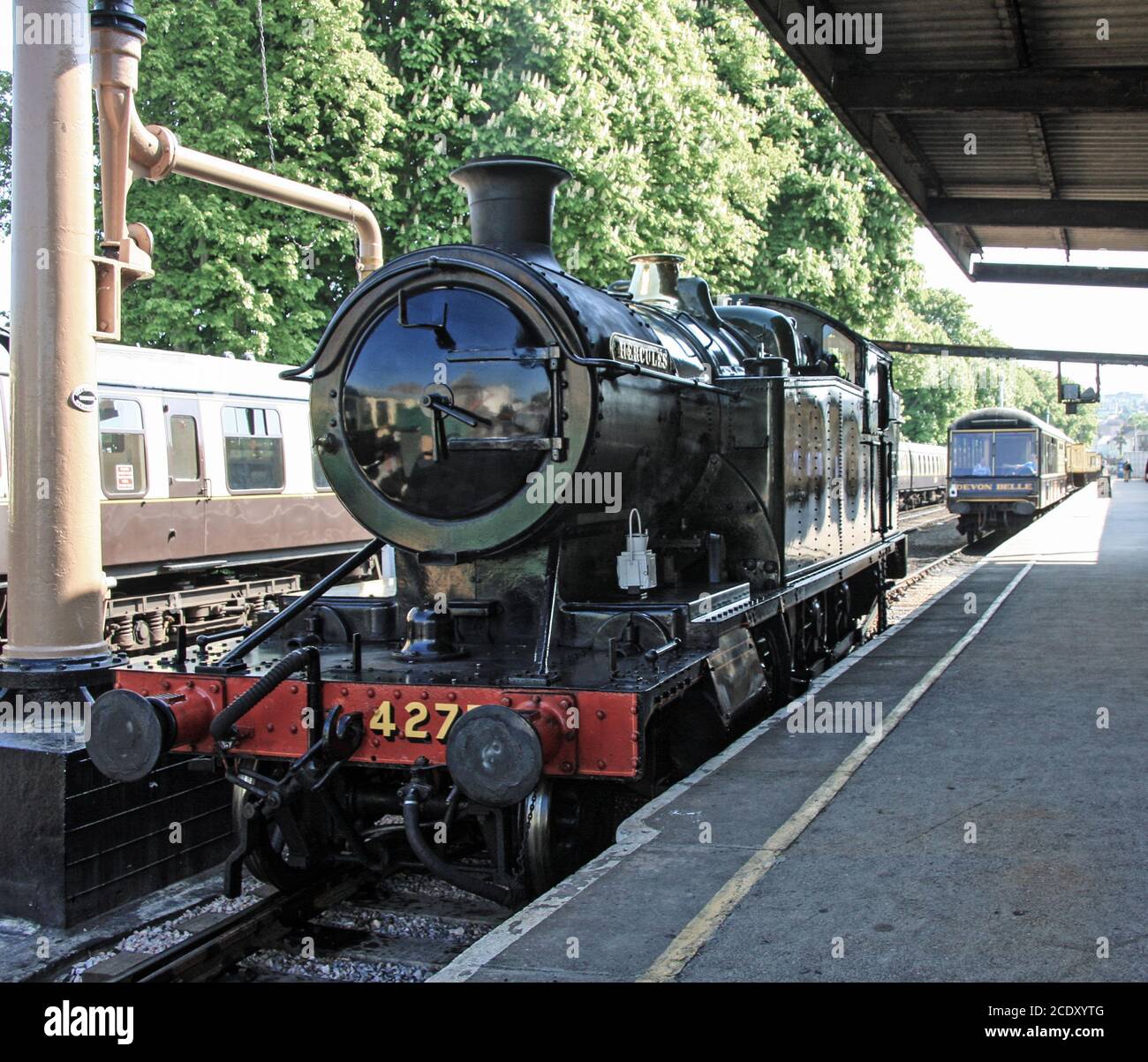 The Hercules railway engine on the platform at Paignton Station. The ...