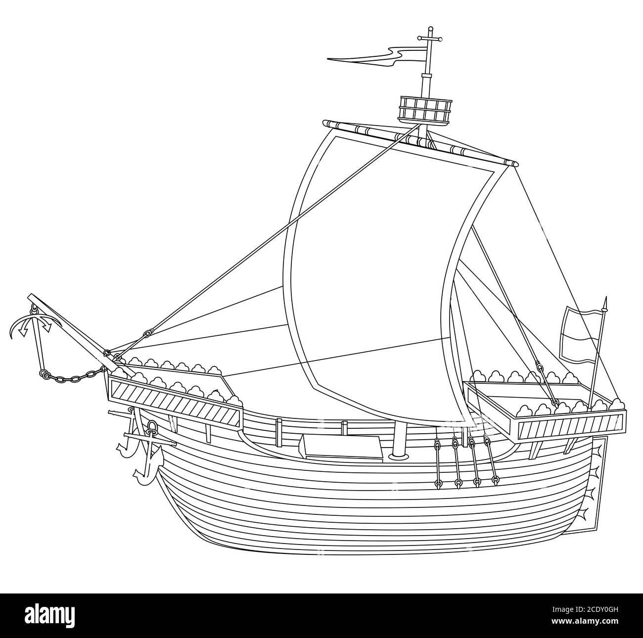 Kogge, traditional sailing ship during the Hanseatic League Stock Photo ...