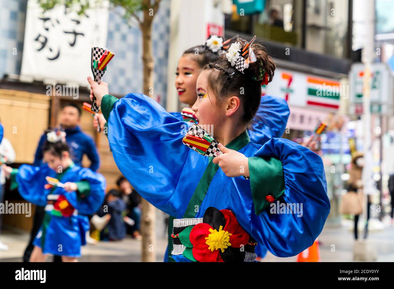 Close up, side view, Japanese child, girl, 5-6 year old, yosakoi dancer ...