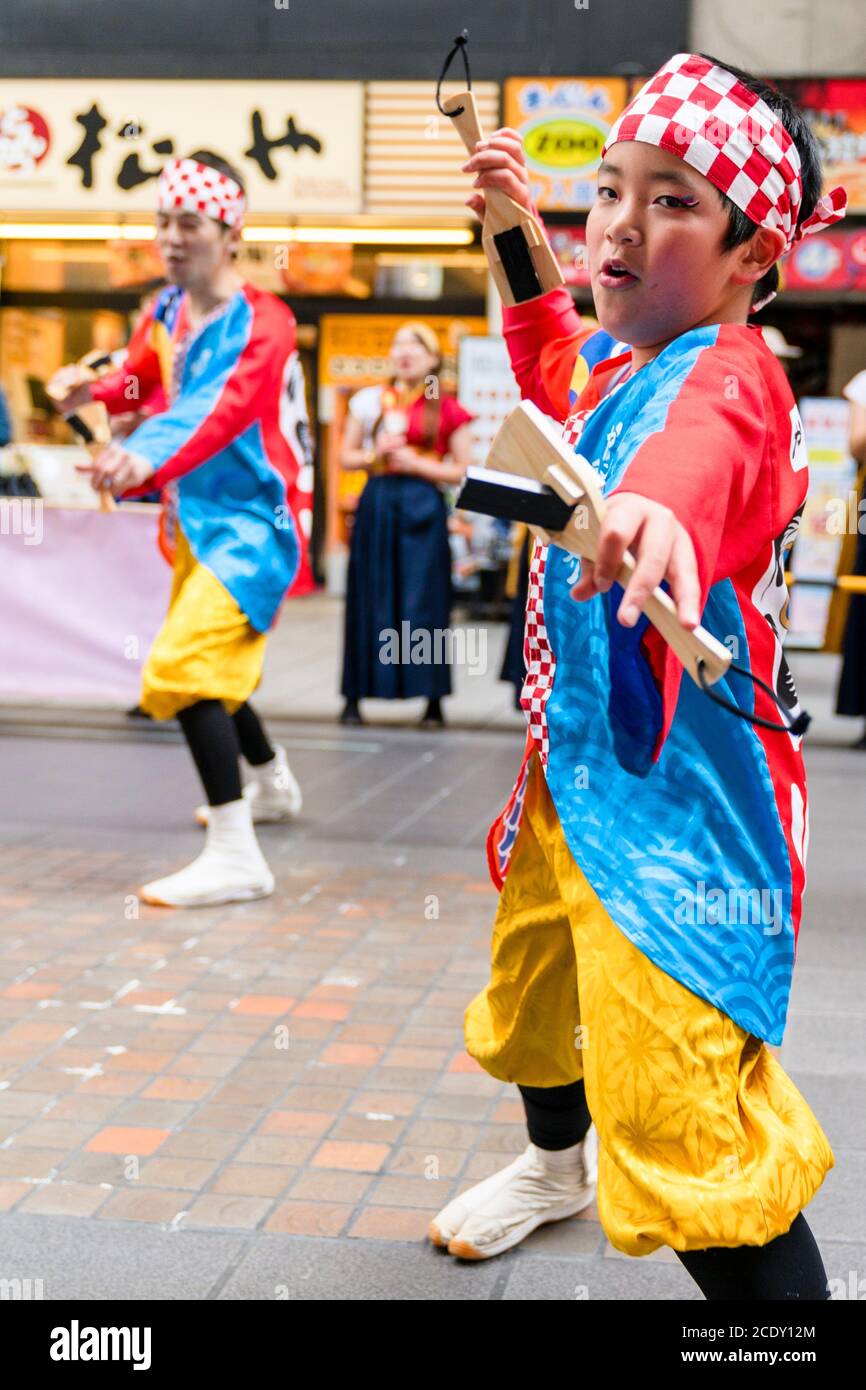Japanese child, boy, 7-9 year old, dancer in Yosakoi dance team ...