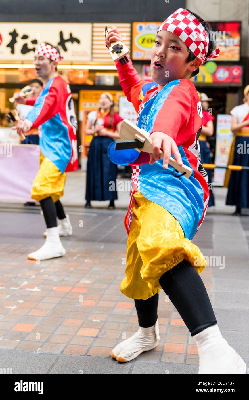 Japanese child, boy, 7-9 year old, dancer in Yosakoi dance team ...