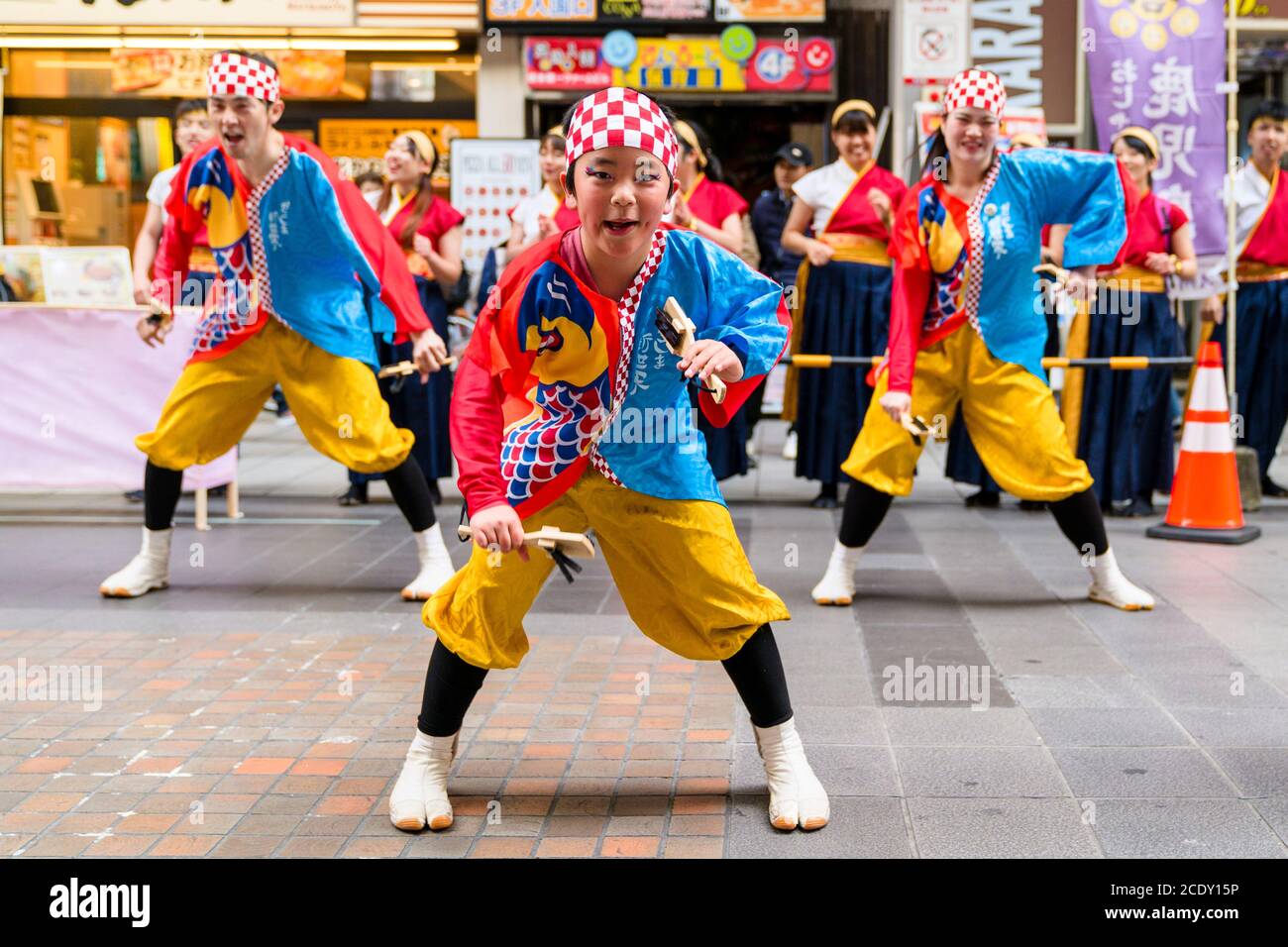 Japanese child, boy, 7-9 year old, dancer in Yosakoi dance team ...