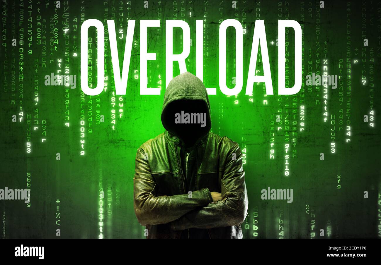 Faceless hacker with OVERLOAD inscription, hacking concept Stock Photo ...
