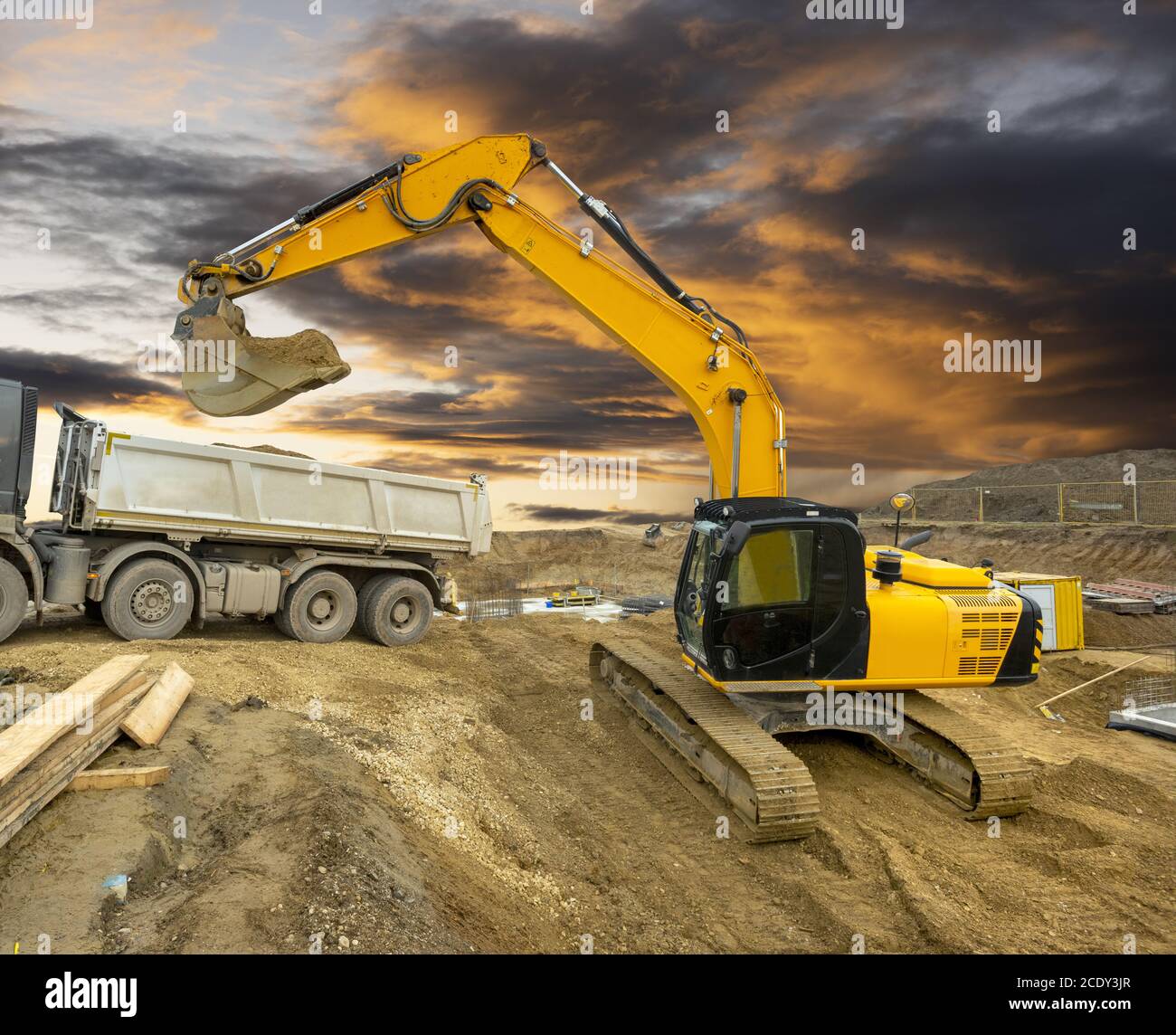 excavator at construction site Stock Photo - Alamy