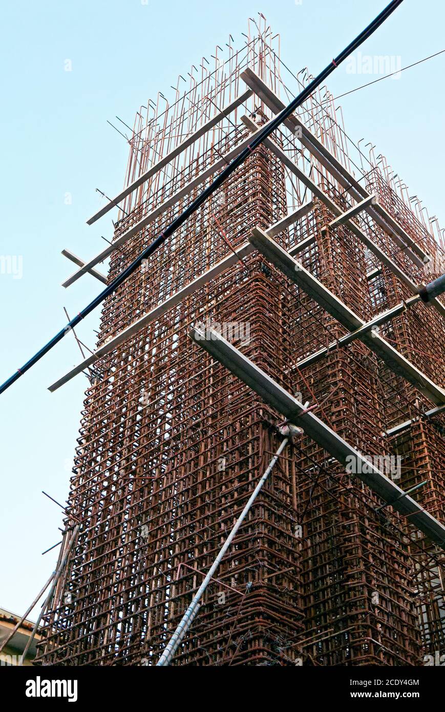 Close-up of a construction site with metal bar enforcements on Boracay ...