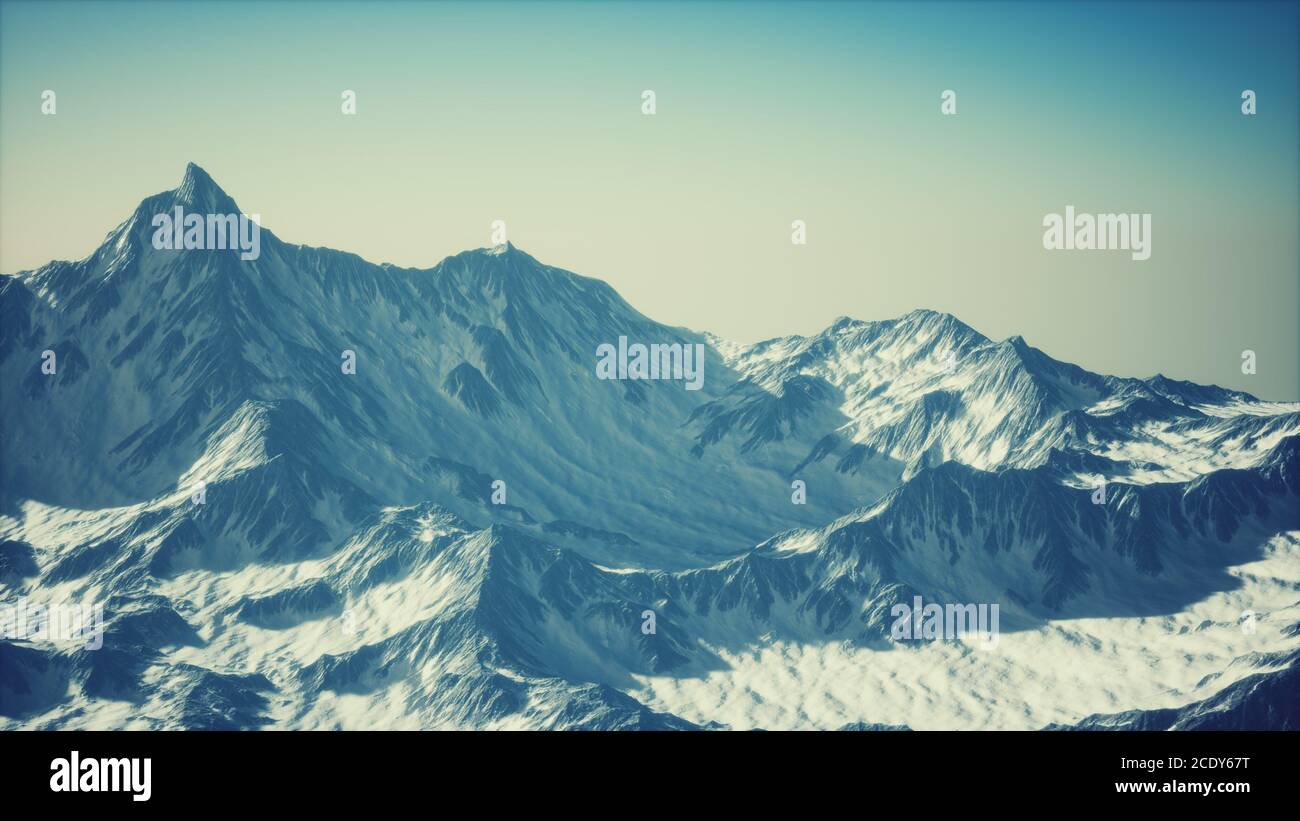 Aerial view of the Alps mountains in snow Stock Photo - Alamy