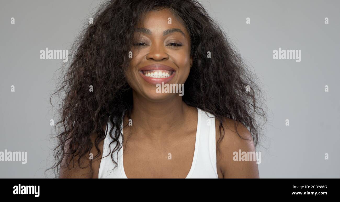Woman laughing looking camera isolated hi-res stock photography and ...