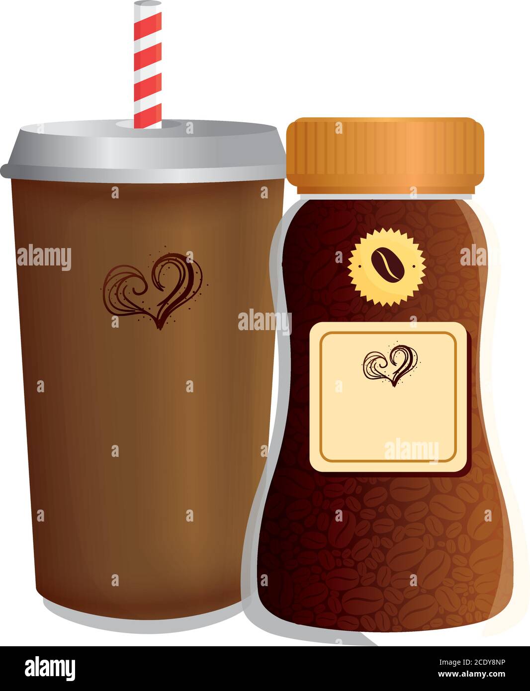branding mockup coffee shop, disposable and glass bottle of coffee ...