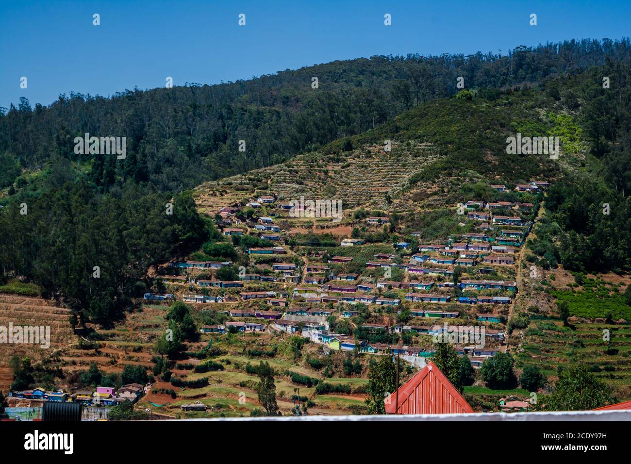 Ooty city aerial view, Ooty (Udhagamandalam) is a resort town in the ...