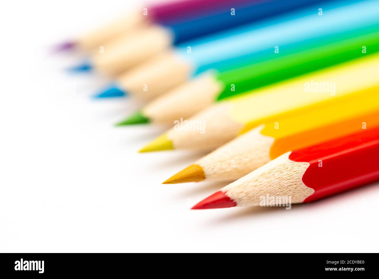 Colorful color wooden pencils on a white background Stock Photo - Alamy