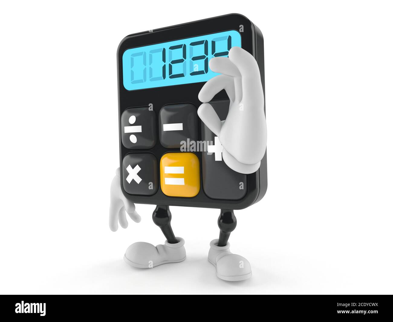 Calculator character with ok gesture isolated on white background Stock ...