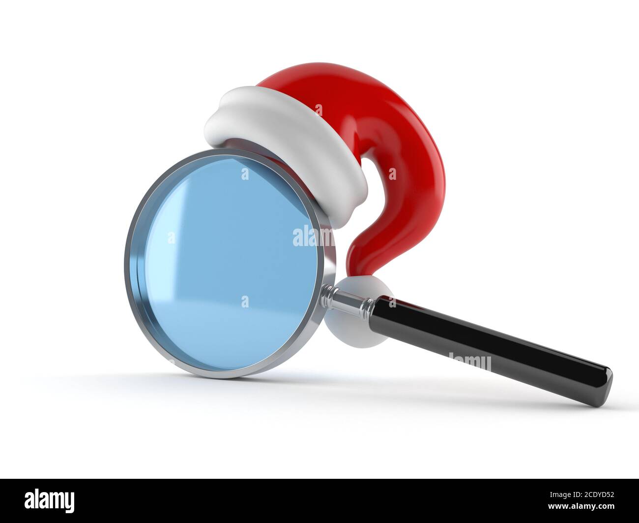 Magnifying glass with santa hat isolated on white background Stock ...