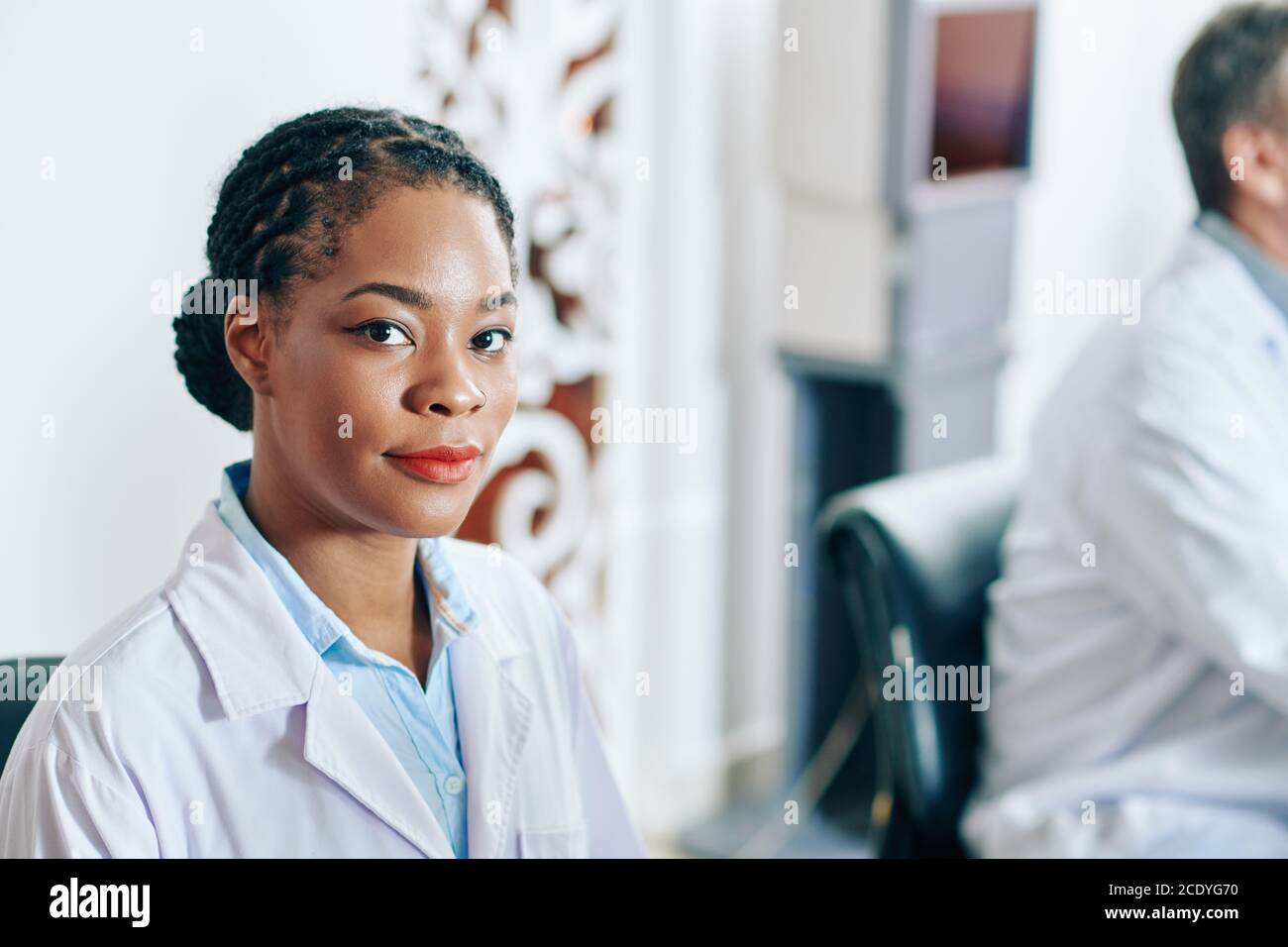 Serious Black female doctor Stock Photo - Alamy