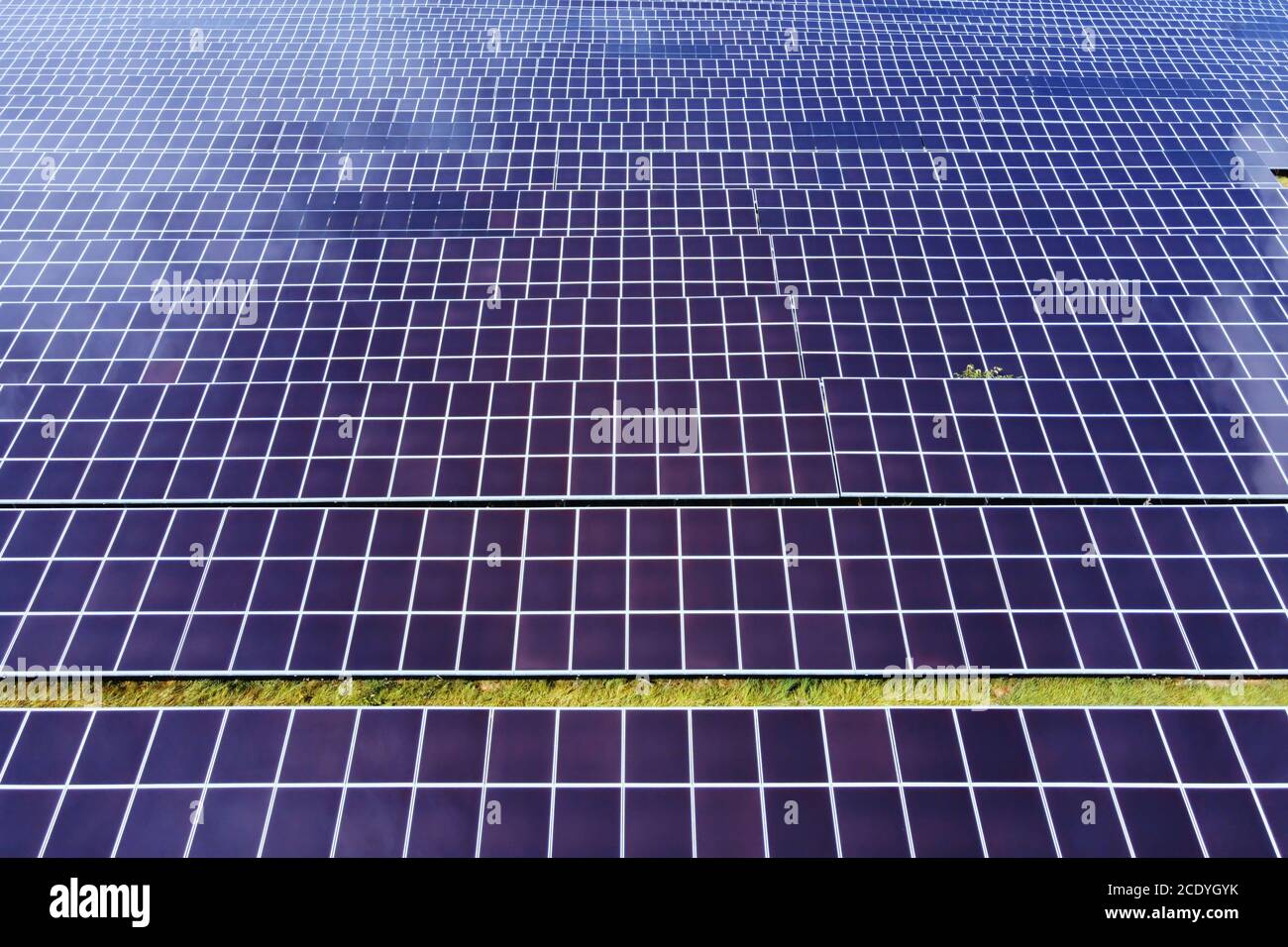 Drone aerial view of a photovoltaic solar system. Solar panels ...
