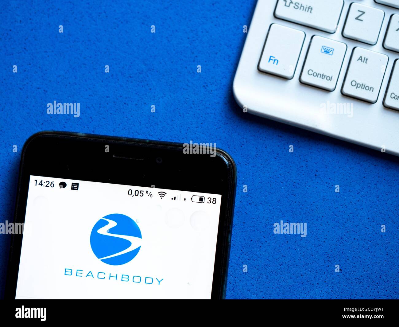 In this photo illustration e-commerce a BeachBody logo is seen ...