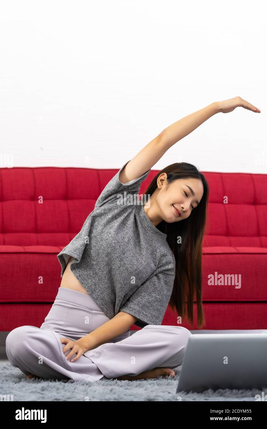 Online coaching exercise Stock Photo - Alamy