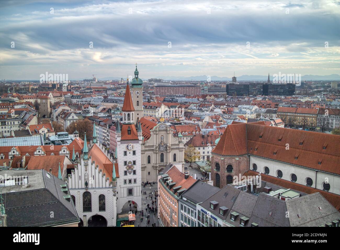 Townscape panoramic view above historical part of Munich, Germany Stock ...