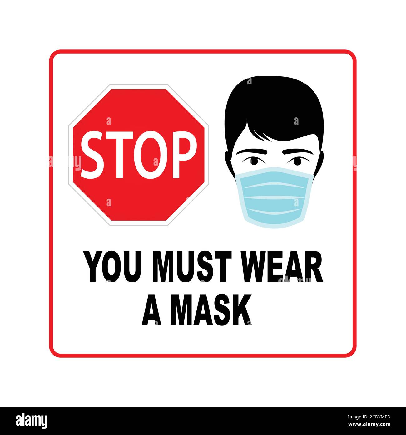 You must wear a mask stop sign, vector design Stock Vector Image & Art ...