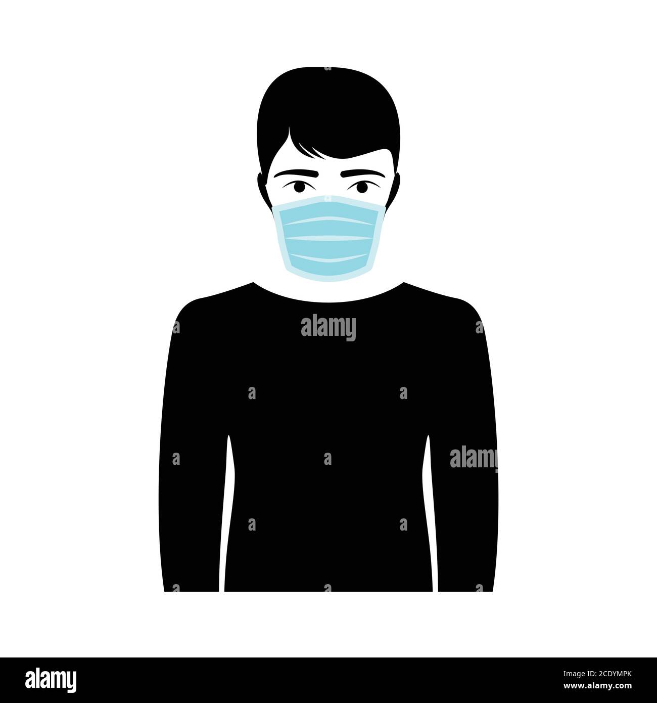 Man wearing protective medical mask isolated on white, vector ...