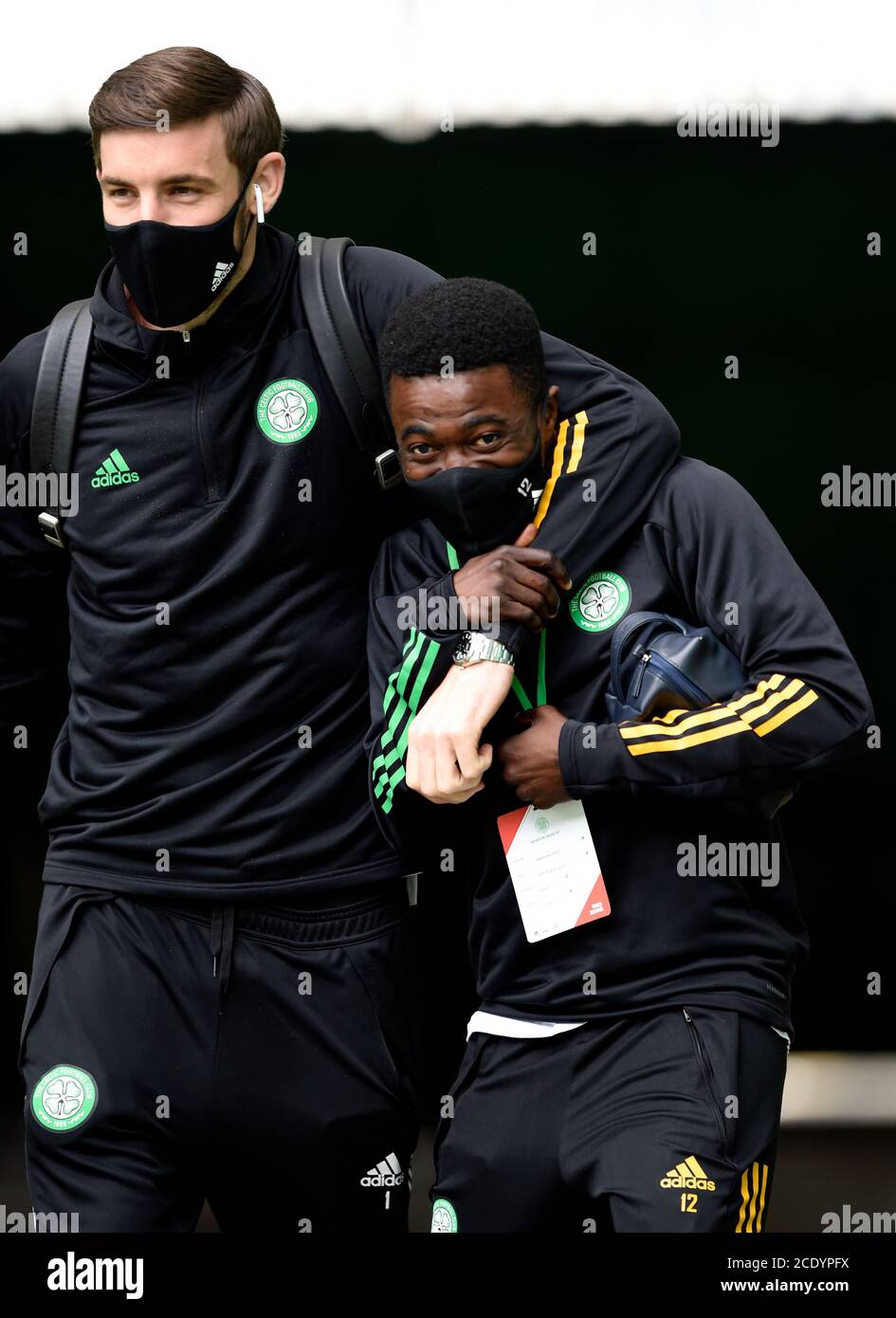 Celtic's Vasilis Barkas (left) and Ismaila Soro arrives for the ...