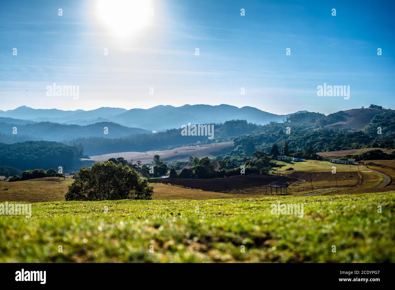 Ooty city aerial view, Ooty (Udhagamandalam) is a resort town in the ...