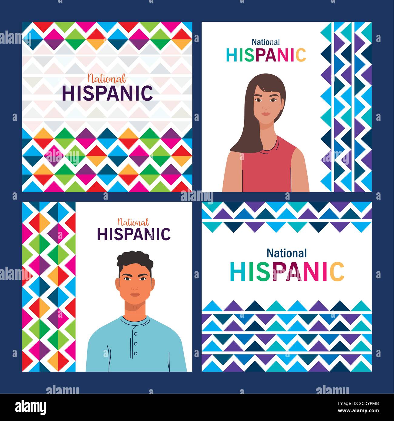 latin woman and man cartoons of national hispanic heritage month vector ...