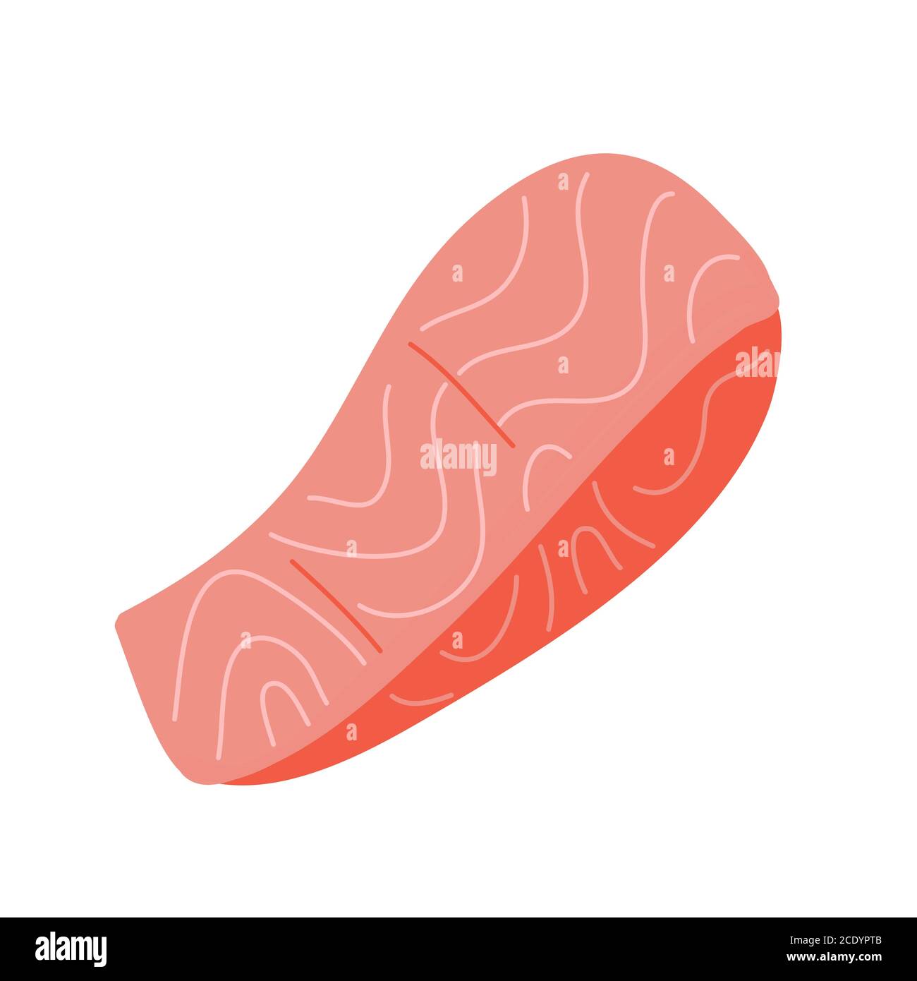 Salmon fillet, hand drawn doodle, uncooked redfish, hand drawn ...