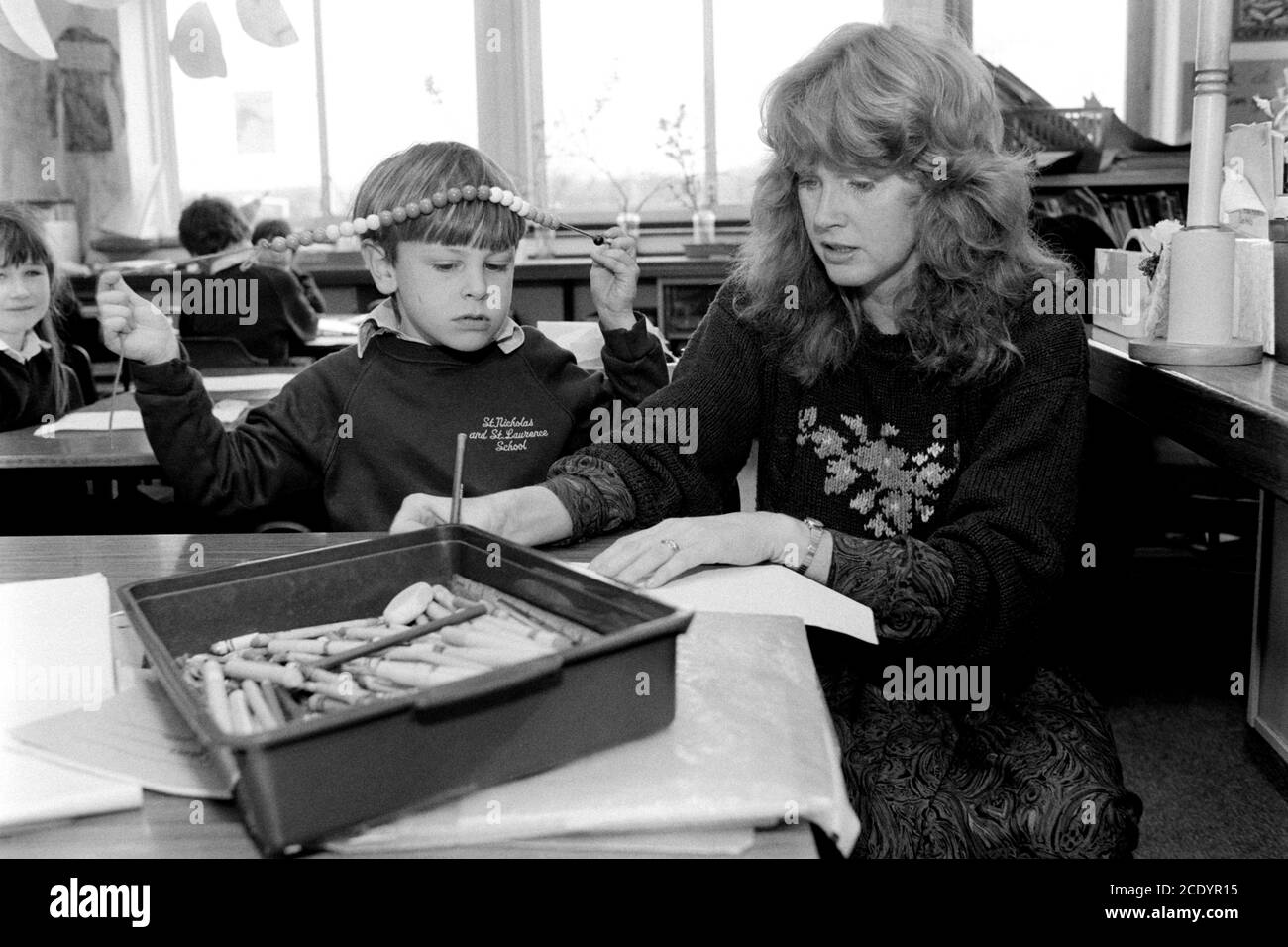 Teacher Eleanor Smith with a class at St Nicholas Primary School, Upwey ...