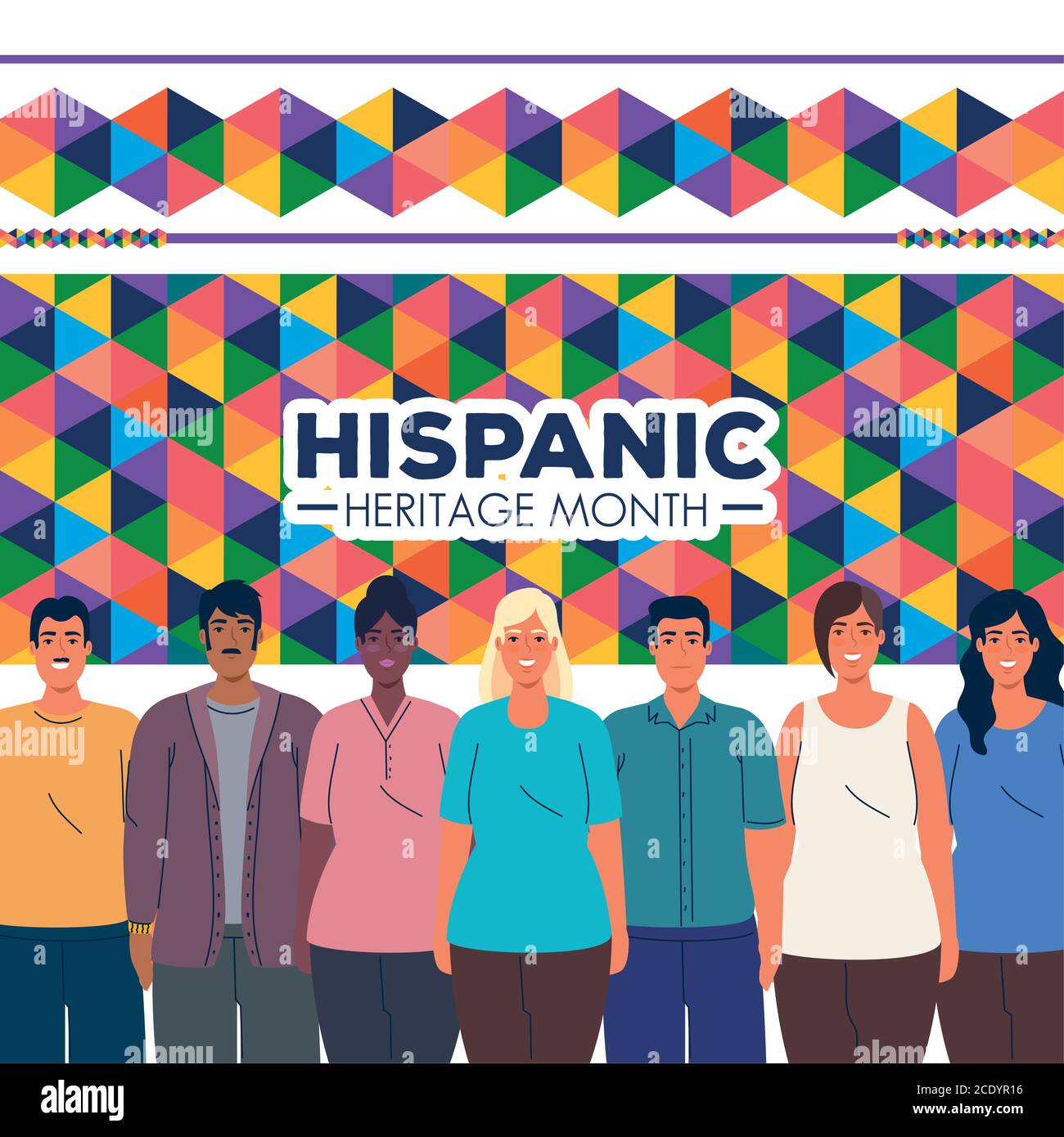 latin women and men cartoons of national hispanic heritage month vector ...