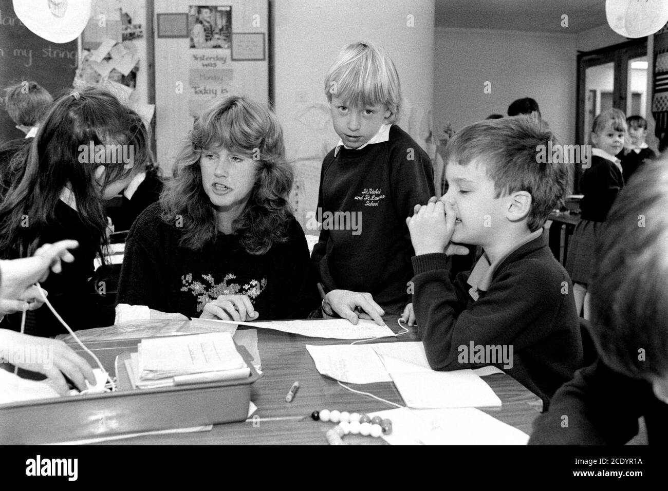 Teacher Eleanor Smith with a class at St Nicholas Primary School, Upwey ...