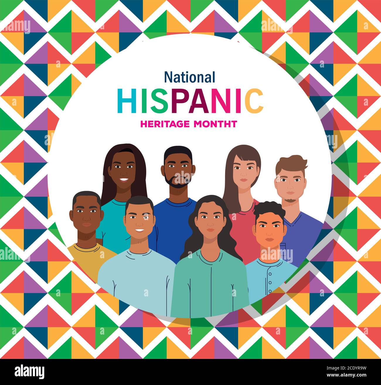 latin women and men cartoons of national hispanic heritage month vector ...