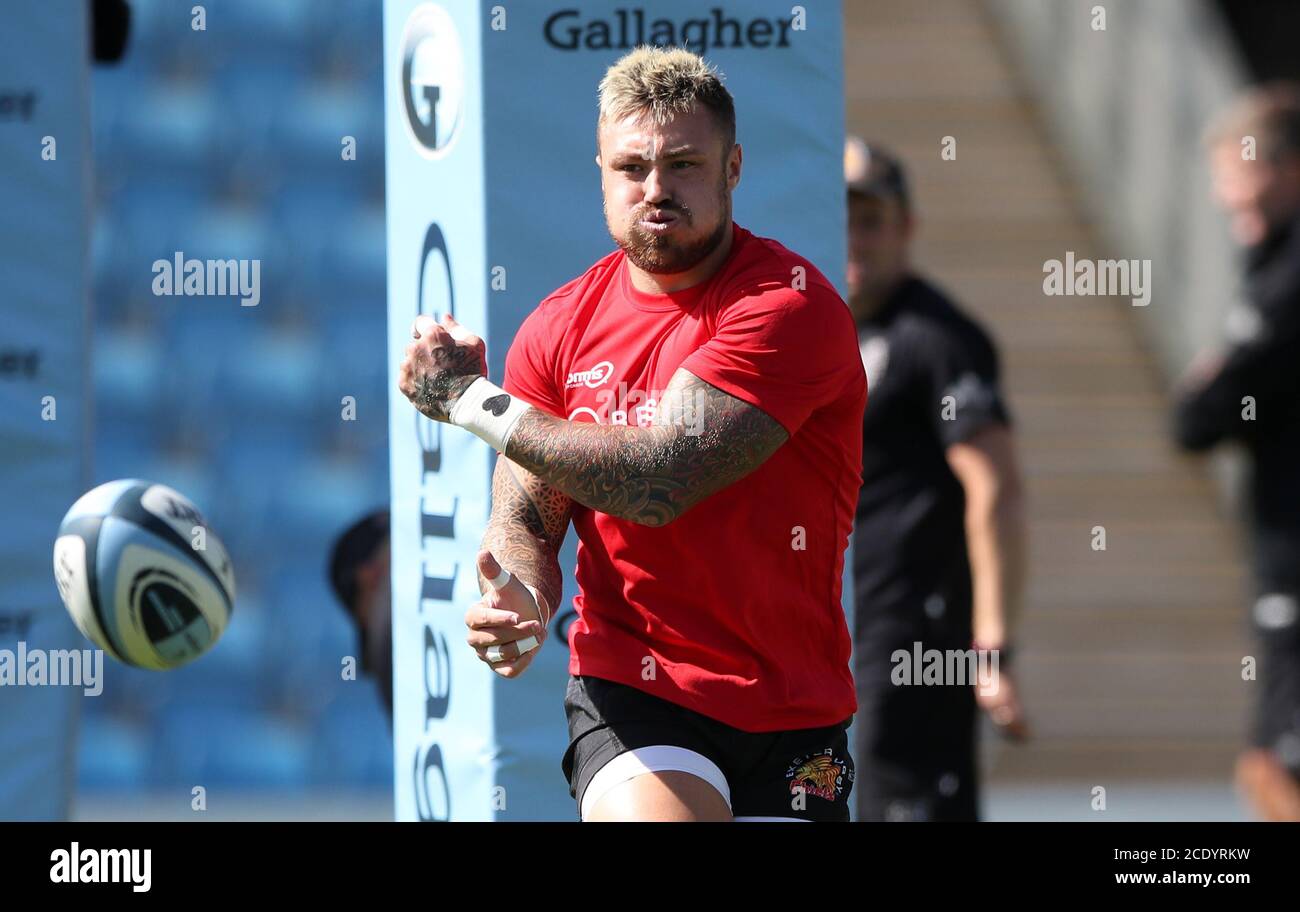 Exeter Chief's Jack Nowell warms up prior to the Gallagher Premiership ...