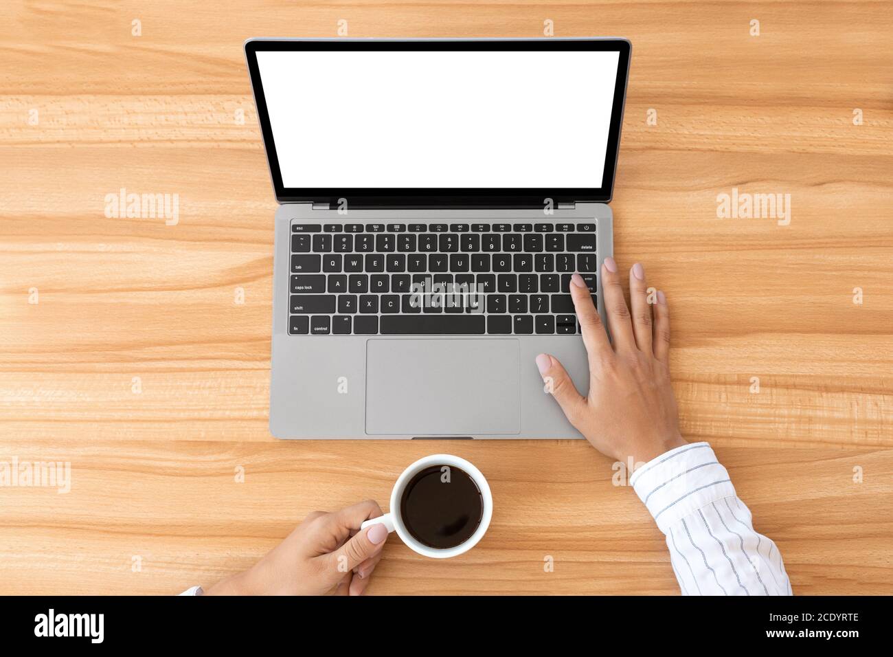 Above view woman using personal computer at her home Stock Photo - Alamy