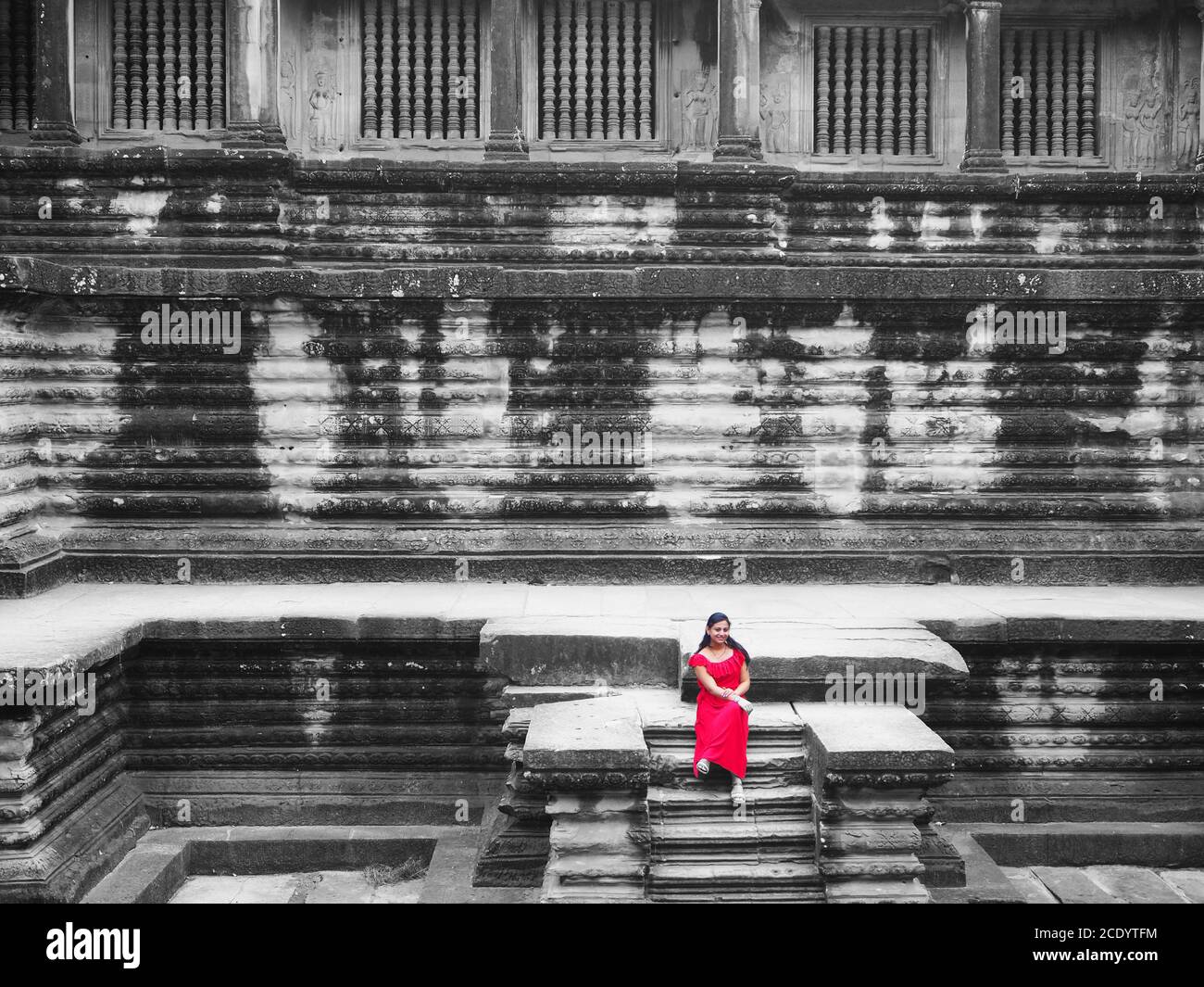 A sunken bathing pool at Angkor Wat Temple, Siem Reap, Cambodia Stock ...