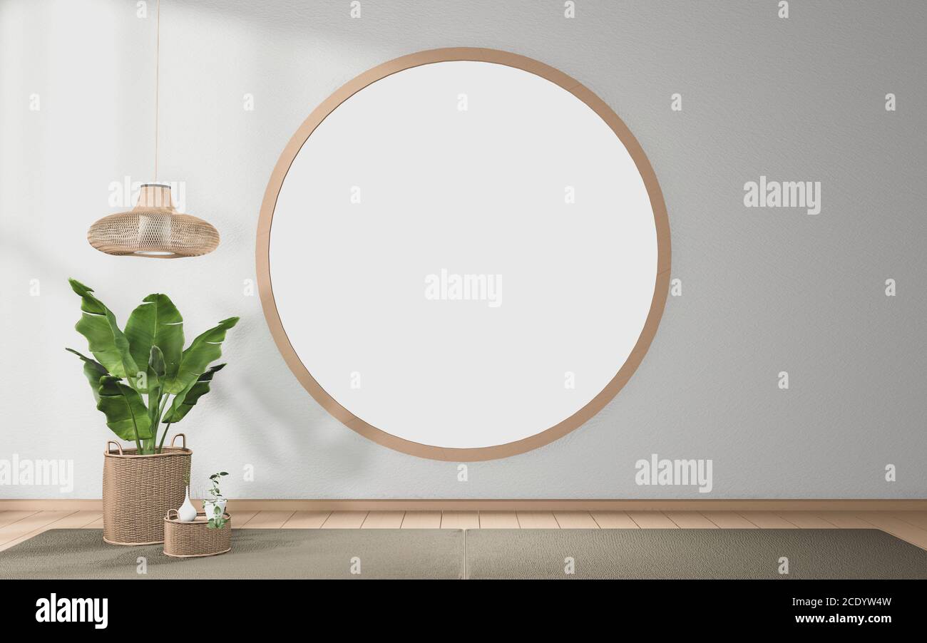 Circle window design on tropical room japanese interior design.3D ...