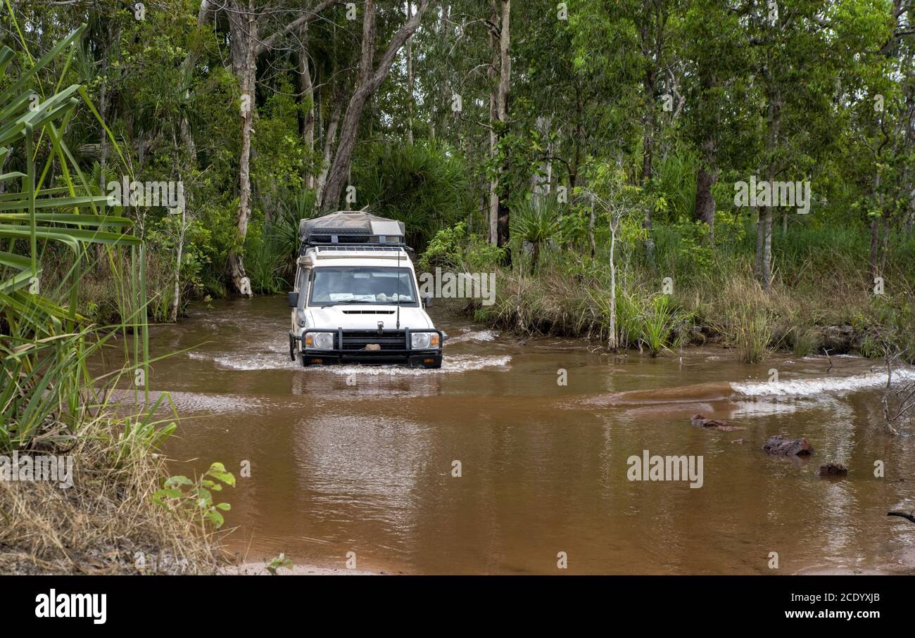 Western Australia – Flooded Outback track crossing with 4WD car ...