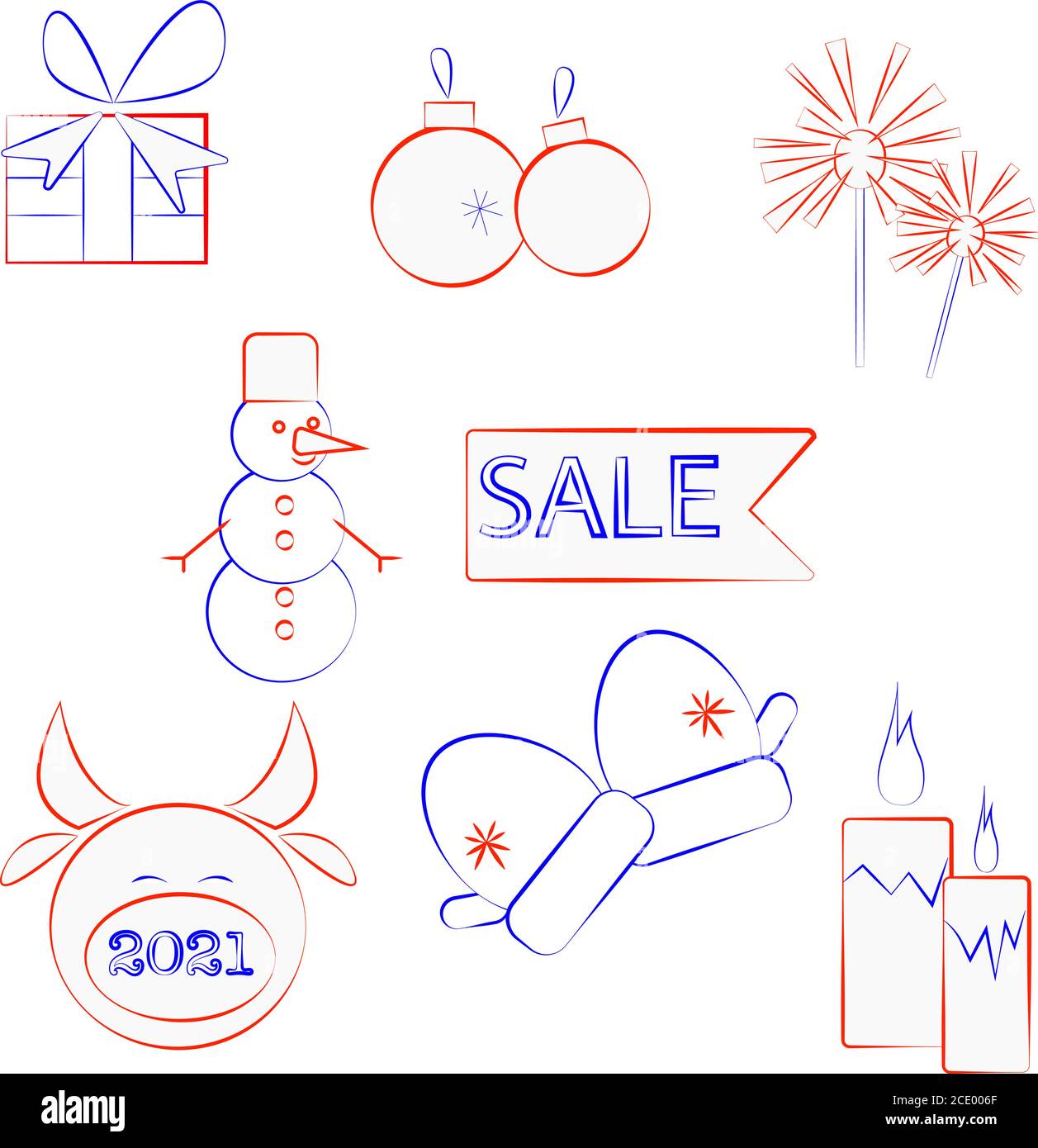 Vector set hand drawings Cut Out Stock Images & Pictures - Alamy