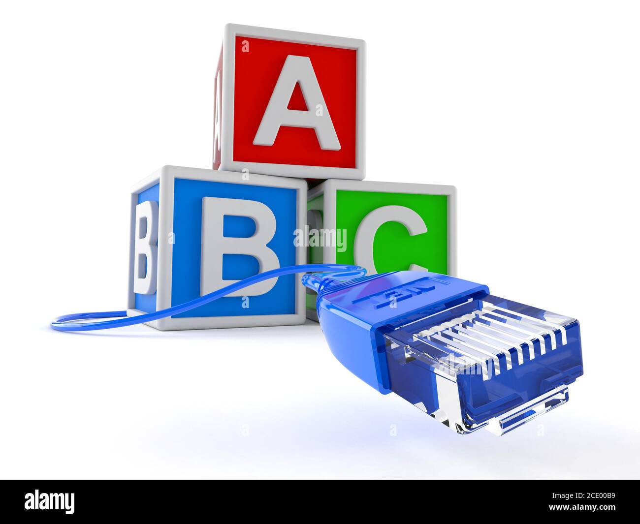 Network cable with toy blocks isolated on white background Stock Photo ...