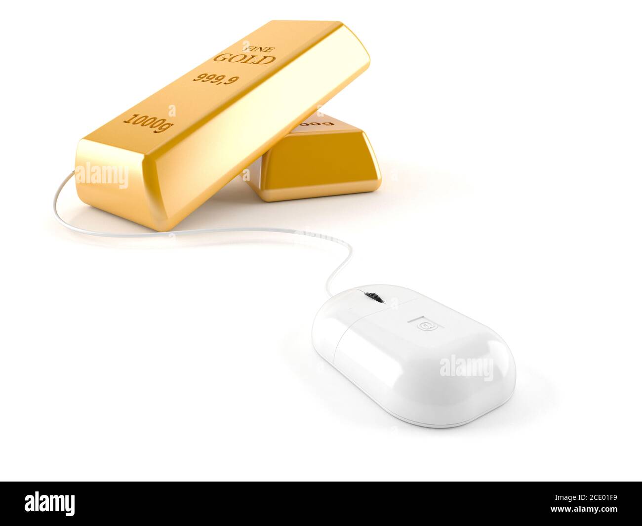 Gold ingot with computer mouse isolated on white background Stock Photo ...